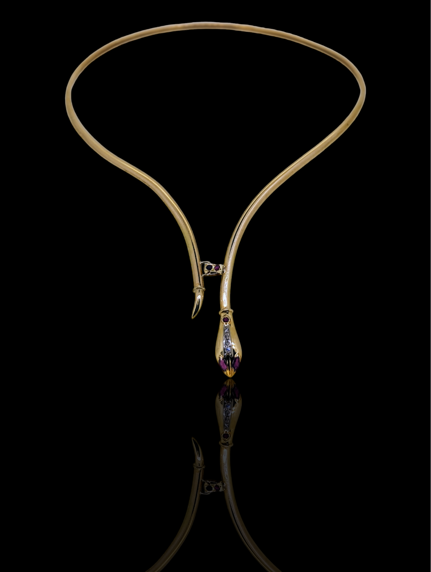 18 Carat Gold Ruby & Diamond Snake Torque Necklace | J Mccarthy’s
